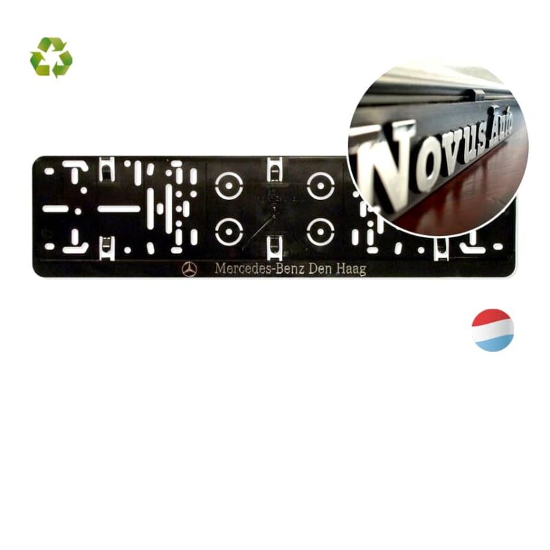 Kentekenplaathouder met eigen tekst en logo l Pelster Automotive